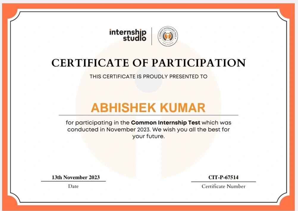 Abhishek Kumar Gihar on LinkedIn: Internship Studio Abhishek Kumar Gihar on LinkedIn: Internship Studio