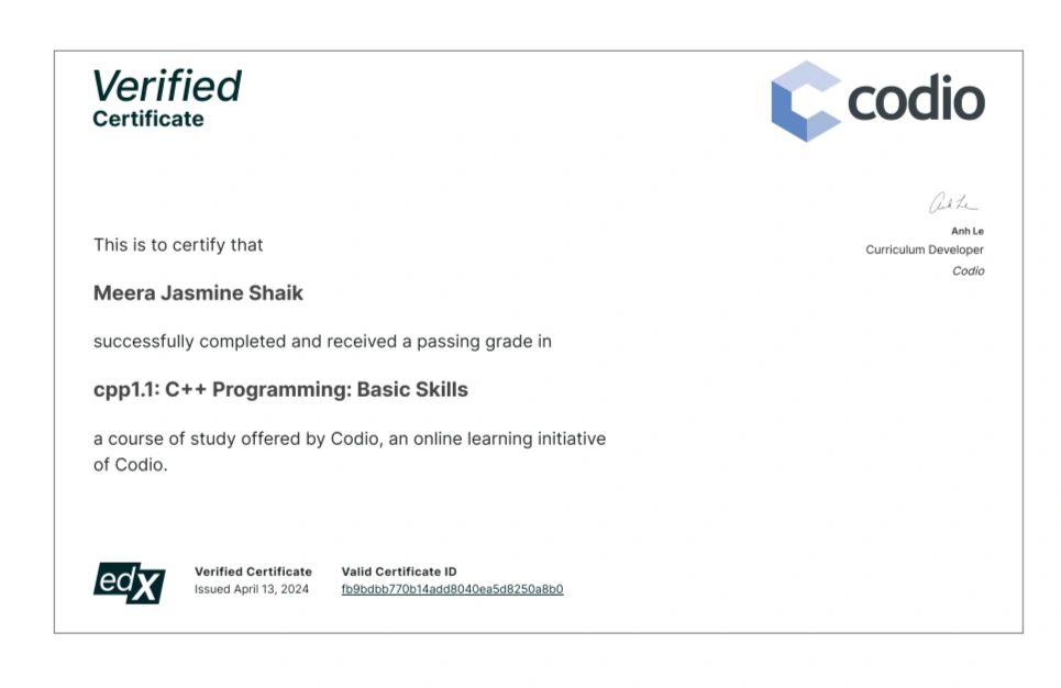 meera_jasmine shaik on LinkedIn: #cplusplus #programming #edx # ... meera_jasmine shaik on LinkedIn: #cplusplus #programming #edx # ...