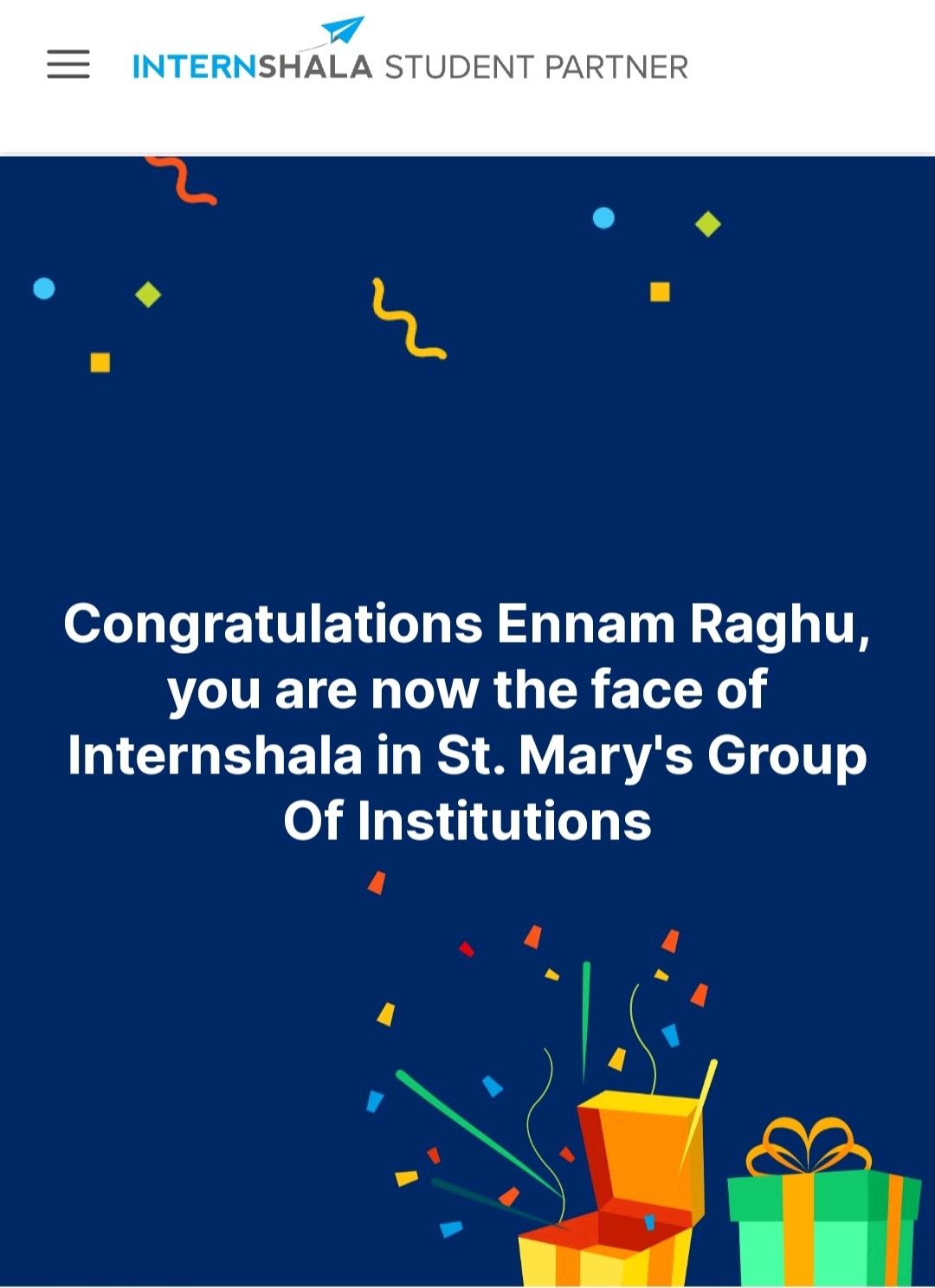 ENNAM RAGHU VAMSHI on LinkedIn: #internshala #internshipprogram # ... ENNAM RAGHU VAMSHI on LinkedIn: #internshala #internshipprogram # ...