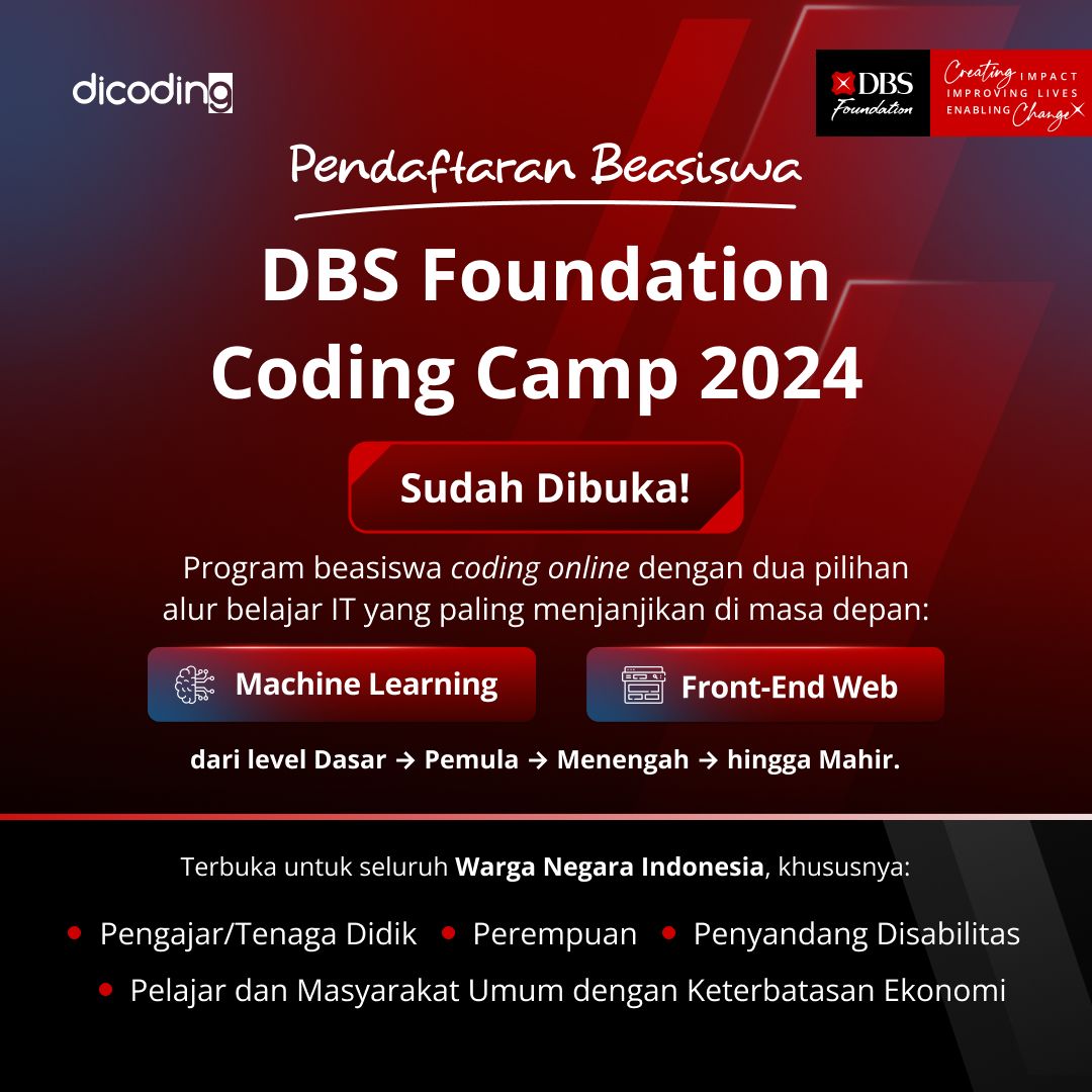 Abdullah Husein on LinkedIn: 📣Beasiswa Coding Online DBS Foundation ... Abdullah Husein on LinkedIn: 📣Beasiswa Coding Online DBS Foundation ...