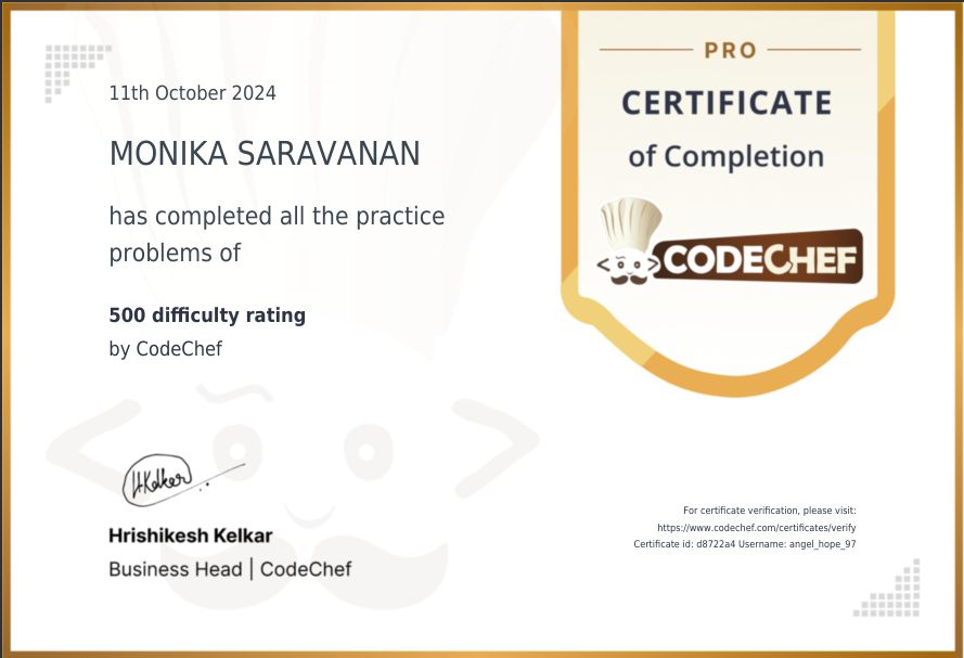 MONIKA SARAVANAN on LinkedIn: #codechef #java #problemsolving # ... MONIKA SARAVANAN on LinkedIn: #codechef #java #problemsolving # ...