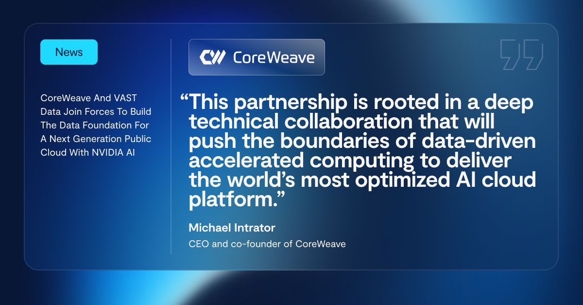 Andrew B. on LinkedIn: CoreWeave and VAST Data join forces to build the ... Andrew B. on LinkedIn: CoreWeave and VAST Data join forces to build the ...