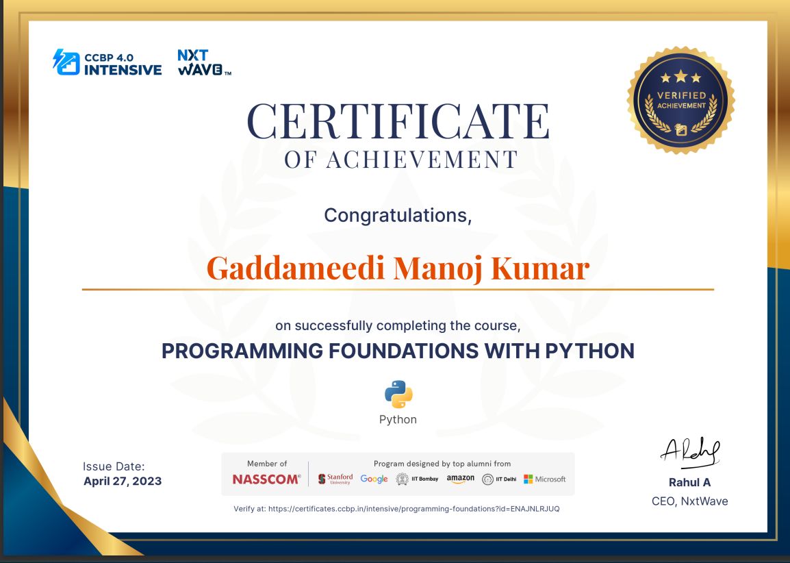 Manoj kumar Gaddameedi on LinkedIn: #nxtwave #rahulattuluri #ccbpian Manoj kumar Gaddameedi on LinkedIn: #nxtwave #rahulattuluri #ccbpian