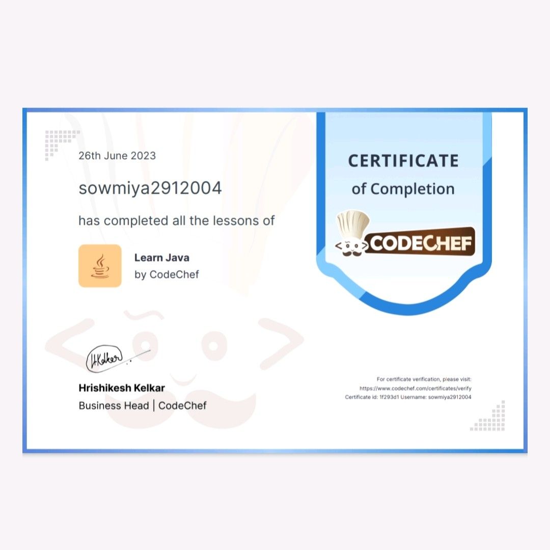 sowmiya R on LinkedIn: #codechef #java #programming #programmer sowmiya R on LinkedIn: #codechef #java #programming #programmer