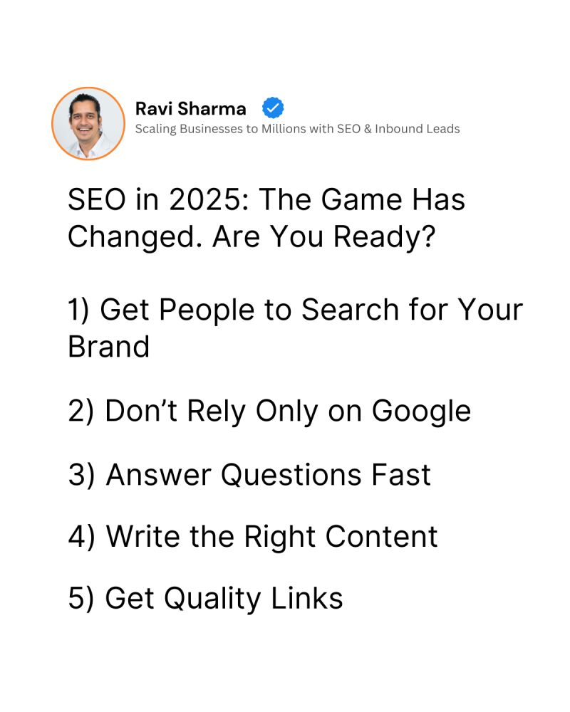 Ravi Sharma on LinkedIn: SEO in 2025: The Game Has Changed. Are You ... Ravi Sharma on LinkedIn: SEO in 2025: The Game Has Changed. Are You ...