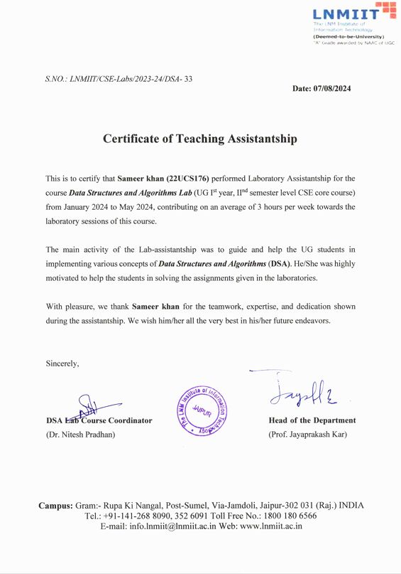 sameer khan on LinkedIn: #teachingassistant #datastructures #algorithms ... sameer khan on LinkedIn: #teachingassistant #datastructures #algorithms ...