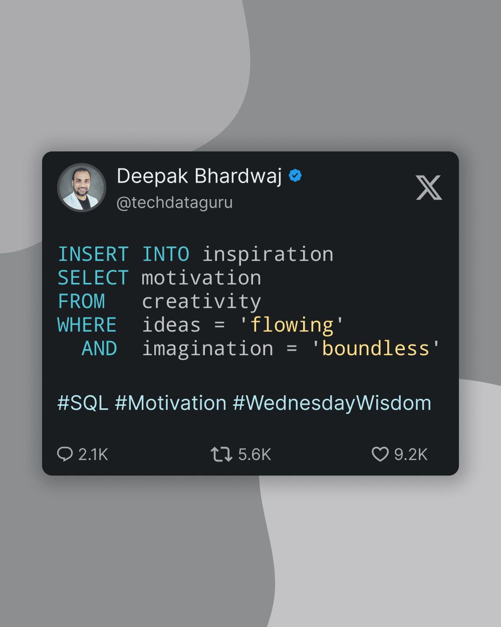 Deepak Bhardwaj on LinkedIn: #motivation #wednesdaywisdom #sql # ... Deepak Bhardwaj on LinkedIn: #motivation #wednesdaywisdom #sql # ...