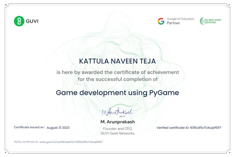 NAVEEN TEJA on LinkedIn: #pygame #python #gamedevelopment #programing #guvi NAVEEN TEJA on LinkedIn: #pygame #python #gamedevelopment #programing #guvi
