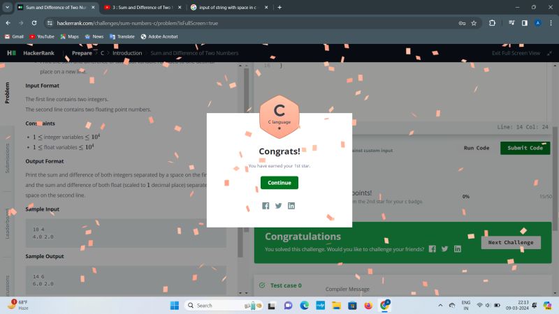 I earned my 1st star in competitive programming | ABHIRANJAN SINGH I earned my 1st star in competitive programming | ABHIRANJAN SINGH