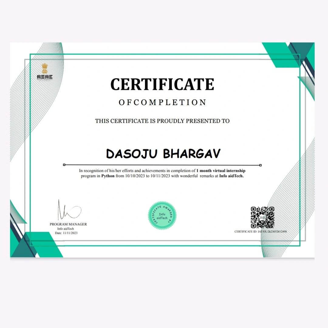 Dasoju Bhargav on LinkedIn: #infoaidtech #pythonprogramming #python # ... Dasoju Bhargav on LinkedIn: #infoaidtech #pythonprogramming #python # ...