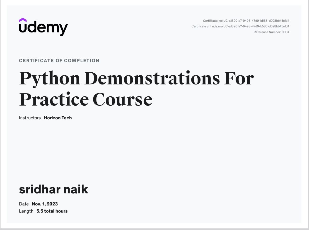 #python #certification #programming #techskills | Sridhar Naik Dungavath #python #certification #programming #techskills | Sridhar Naik Dungavath