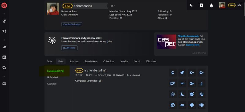 Completing 175 JavaScript challenges on Codewars | Abirama Kannan ... Completing 175 JavaScript challenges on Codewars | Abirama Kannan ...