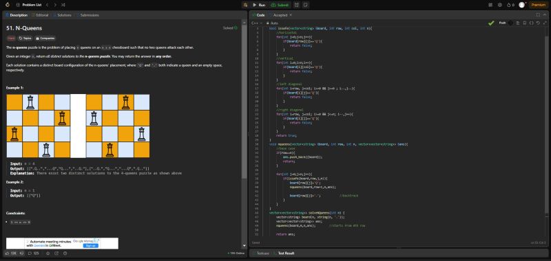 #100daysofcode #backtracking #recursion #problemsolving #nqueens ... #100daysofcode #backtracking #recursion #problemsolving #nqueens ...