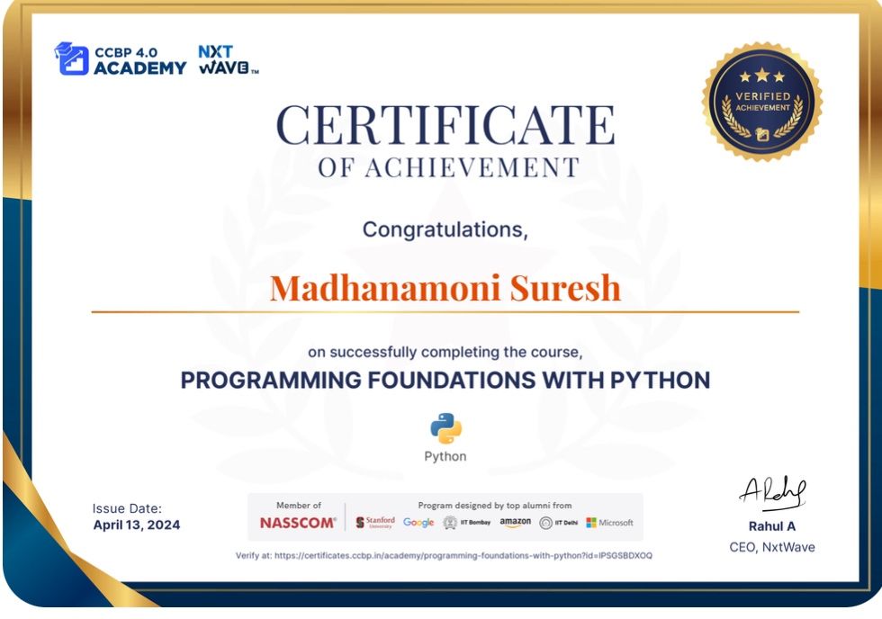 Madhanamoni Suresh on LinkedIn: #python #pythoncertification # ... Madhanamoni Suresh on LinkedIn: #python #pythoncertification # ...