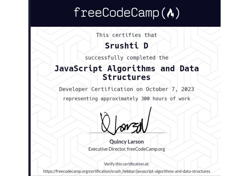 #freecodecamp #javascript #datastructures #algorithms | Srushti D #freecodecamp #javascript #datastructures #algorithms | Srushti D