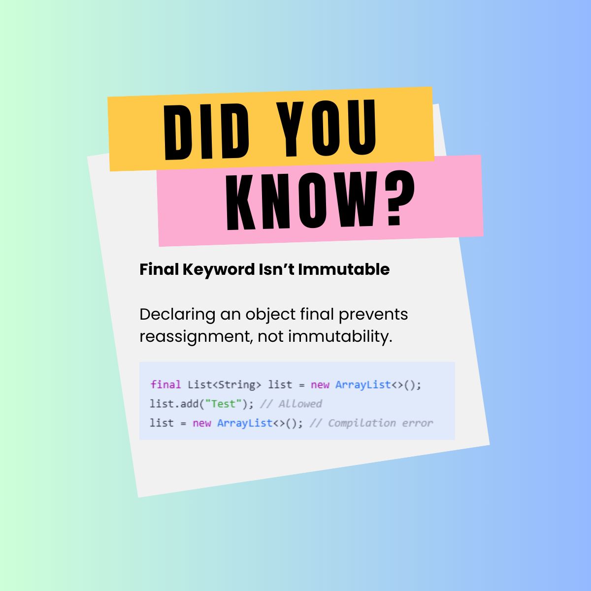 #java #immutability #javatips #codingfacts #programming | vishal saxena #java #immutability #javatips #codingfacts #programming | vishal saxena