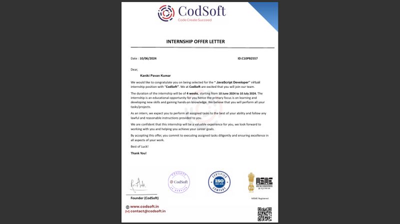 Pavan Kumar Kaniki on LinkedIn: #codsoft #codsoft Pavan Kumar Kaniki on LinkedIn: #codsoft #codsoft