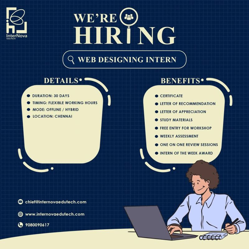 PREETHIKA C on LinkedIn: #internovaedutech #hiring #webdesigninginternship PREETHIKA C on LinkedIn: #internovaedutech #hiring #webdesigninginternship