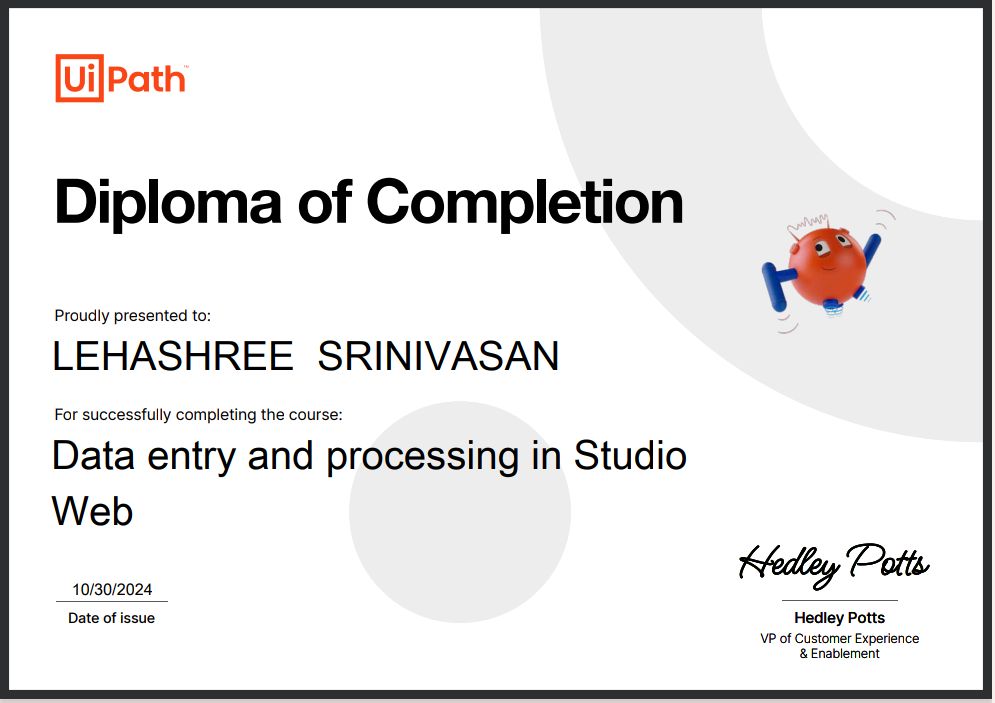 Lehashree Srinivasan on LinkedIn: #automation #rpa #learning #uipath # ... Lehashree Srinivasan on LinkedIn: #automation #rpa #learning #uipath # ...