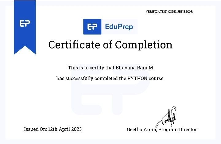 Bhuvana Rani M on LinkedIn: #pythonprogramming #programming #python Bhuvana Rani M on LinkedIn: #pythonprogramming #programming #python