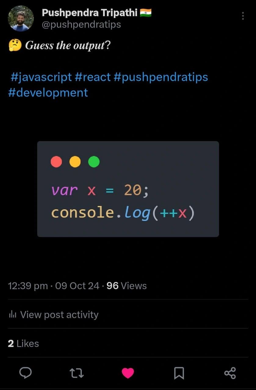 Pushpendra Tripathi 🇮🇳 on LinkedIn: #javascript #react #pushpendratips ... Pushpendra Tripathi 🇮🇳 on LinkedIn: #javascript #react #pushpendratips ...