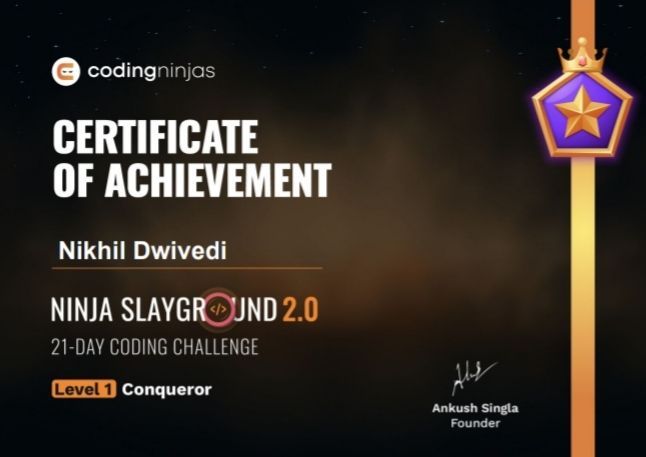 Nikhil Dwivedi on LinkedIn: #codingninjas #ninjasslaground Nikhil Dwivedi on LinkedIn: #codingninjas #ninjasslaground