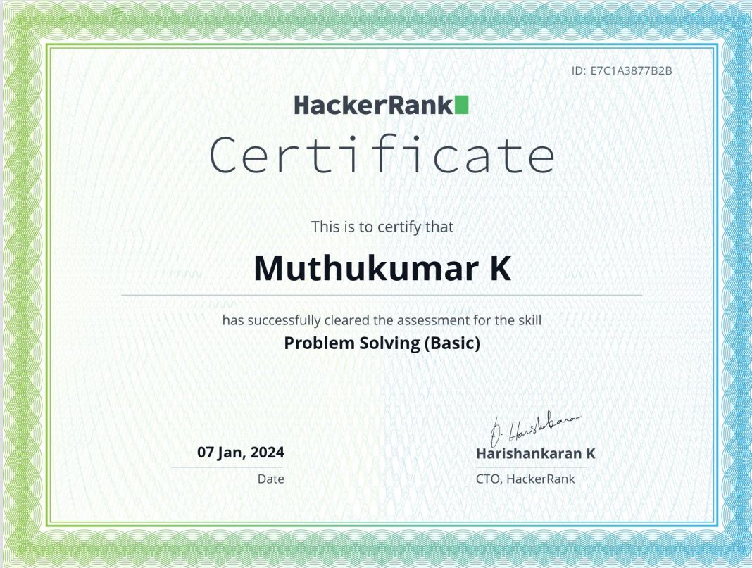 Muthukumar K on LinkedIn: #hackerrank #problemsolving #codingskills Muthukumar K on LinkedIn: #hackerrank #problemsolving #codingskills