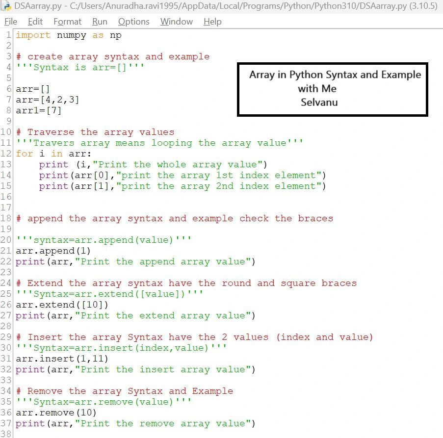 anu radha on LinkedIn: #python #array #dsa #syntax #example # ... anu radha on LinkedIn: #python #array #dsa #syntax #example # ...