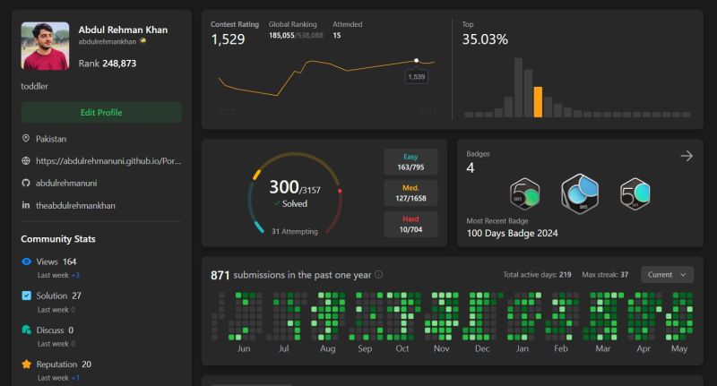 Celebrating 🎉 300 problems on LeetCode. Celebrating 🎉 300 problems on LeetCode.