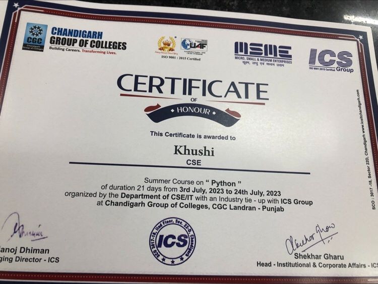 Khushi Nikhanj on LinkedIn: #python #coding #icstraining Khushi Nikhanj on LinkedIn: #python #coding #icstraining
