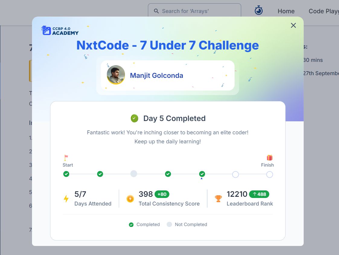 Reflecting on Day 5 of 7 Code Challenge | Manjit Golconda posted on the ... Reflecting on Day 5 of 7 Code Challenge | Manjit Golconda posted on the ...