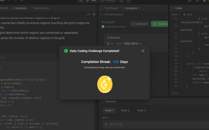 🎉 Just hit a major milestone: completed a 100-day streak on LeetCode ... 🎉 Just hit a major milestone: completed a 100-day streak on LeetCode ...