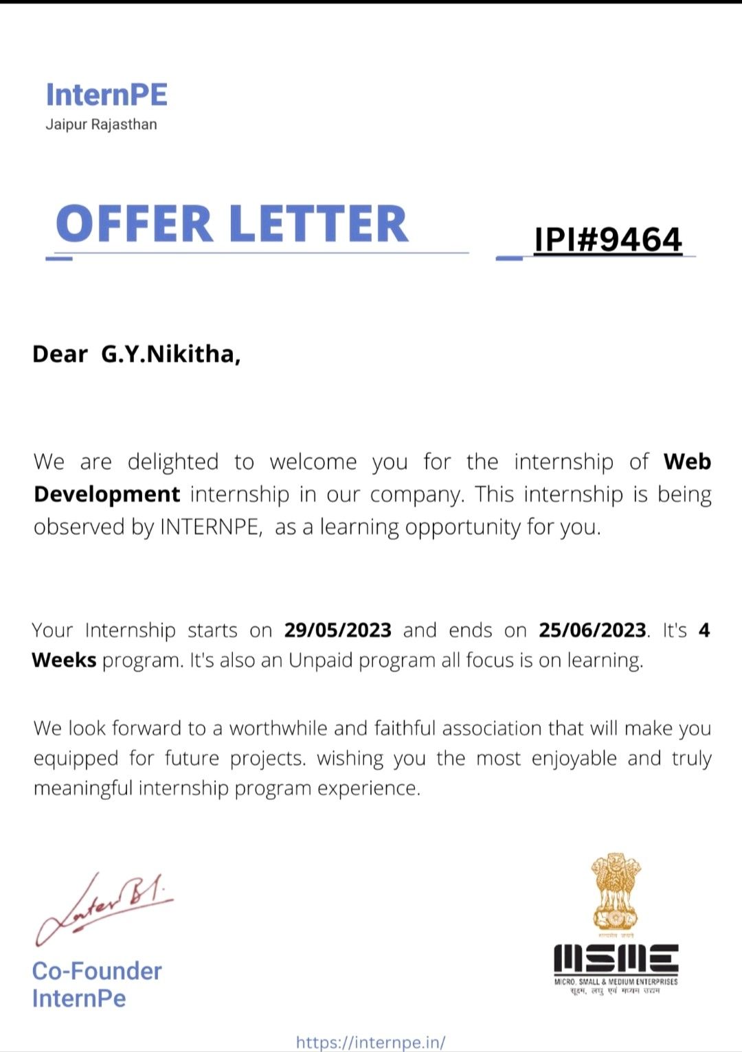 Nikitha Galla on LinkedIn: #internpe Nikitha Galla on LinkedIn: #internpe