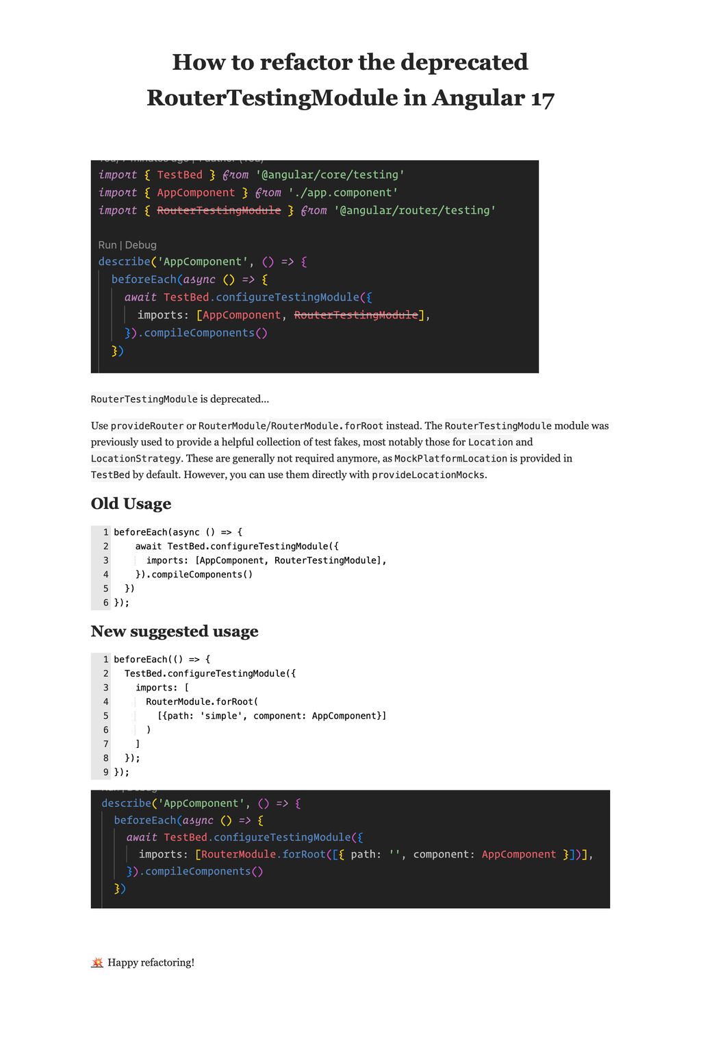 Joshua Calafell on LinkedIn: How to refactor your Angular Unit tests to ... Joshua Calafell on LinkedIn: How to refactor your Angular Unit tests to ...