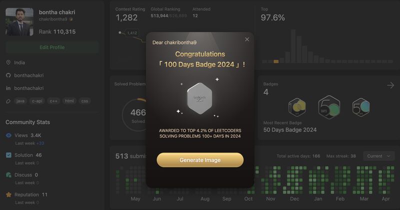 Bontha Chakri on LinkedIn: 🚀 Started my LeetCode journey earlier this ... Bontha Chakri on LinkedIn: 🚀 Started my LeetCode journey earlier this ...