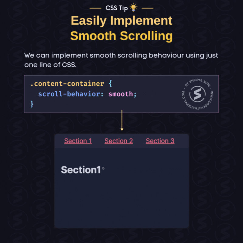 Shripal Soni on LinkedIn: CSS Tip 💡 One line of CSS to implement smooth ... Shripal Soni on LinkedIn: CSS Tip 💡 One line of CSS to implement smooth ...