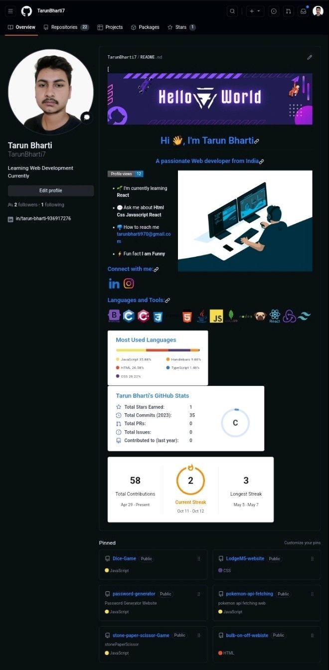 Tarun Bharti on LinkedIn: Today I decorate my Github account Github ... Tarun Bharti on LinkedIn: Today I decorate my Github account Github ...