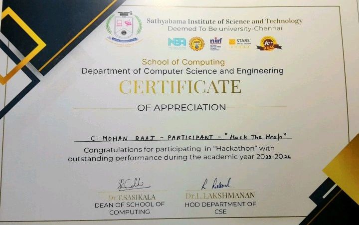C MOHAN RAAJ on LinkedIn: One of my coding challenge appreciation😊 C MOHAN RAAJ on LinkedIn: One of my coding challenge appreciation😊