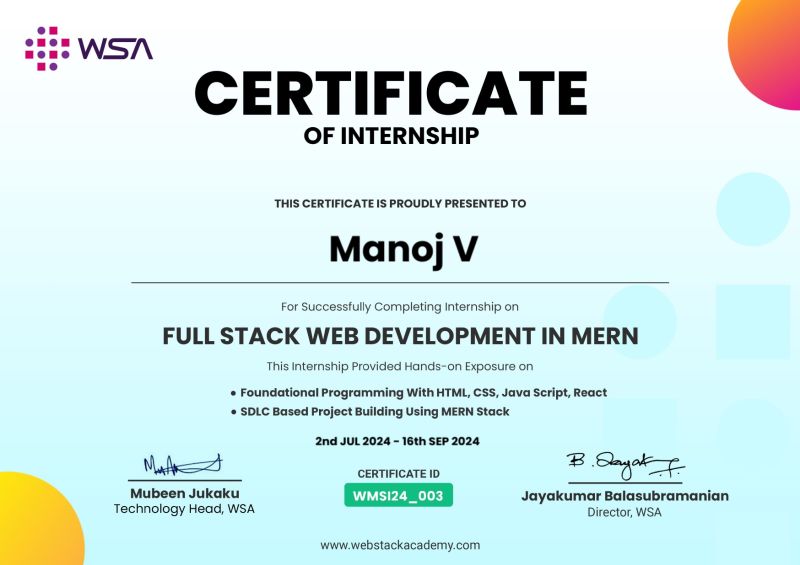 Manoj V on LinkedIn: #webstackacademy #mernstack #fullstackdeveloper # ... Manoj V on LinkedIn: #webstackacademy #mernstack #fullstackdeveloper # ...