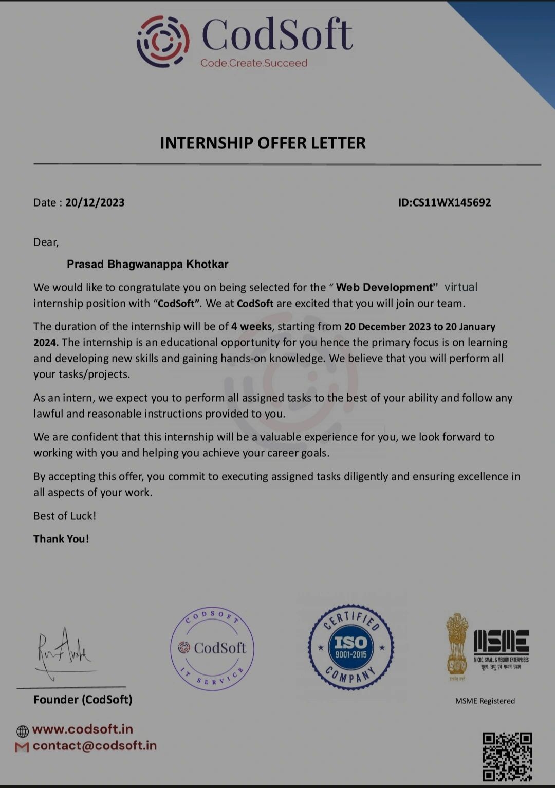 Prasad Khotkar on LinkedIn: #codesoft #internship Prasad Khotkar on LinkedIn: #codesoft #internship