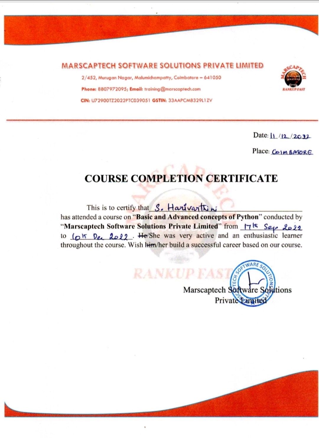 Harivarthini Saravanan on LinkedIn: Recently attended python ... Harivarthini Saravanan on LinkedIn: Recently attended python ...