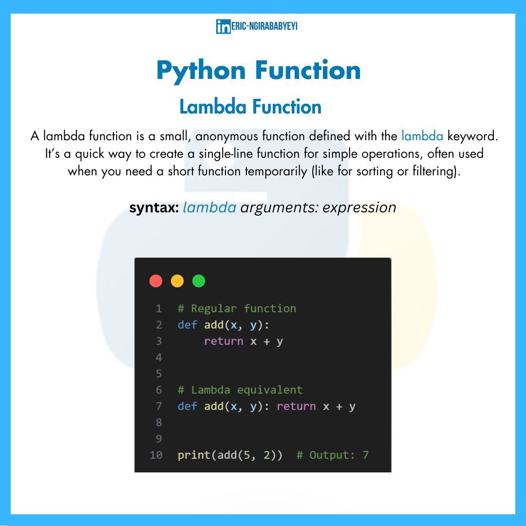ERIC Ngirababyeyi on LinkedIn: #python #programmingtips #codetips # ... ERIC Ngirababyeyi on LinkedIn: #python #programmingtips #codetips # ...