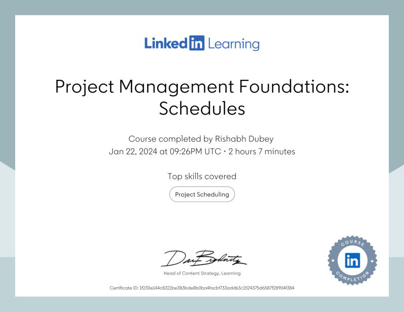 Rishabh Dubey on LinkedIn: Certificate of Completion Rishabh Dubey on LinkedIn: Certificate of Completion