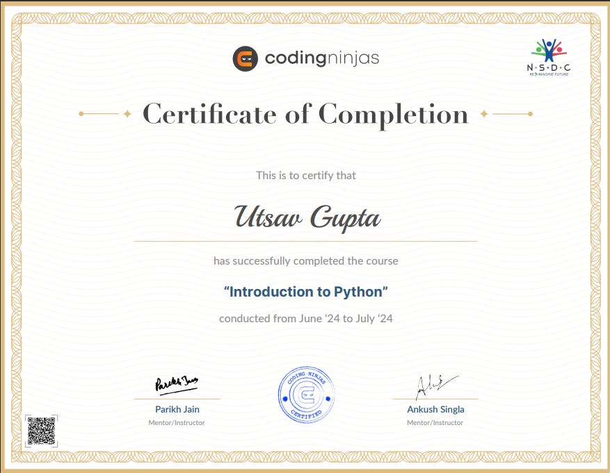 UTSAV GUPTA on LinkedIn: #python #codingninjas #nsdc #skilldevelopment ... UTSAV GUPTA on LinkedIn: #python #codingninjas #nsdc #skilldevelopment ...