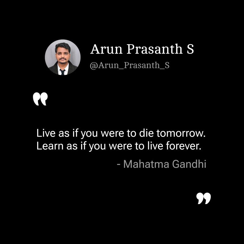 ARUN PRASANTH S on LinkedIn: #lifelonglearning #growth #motivation # ... ARUN PRASANTH S on LinkedIn: #lifelonglearning #growth #motivation # ...