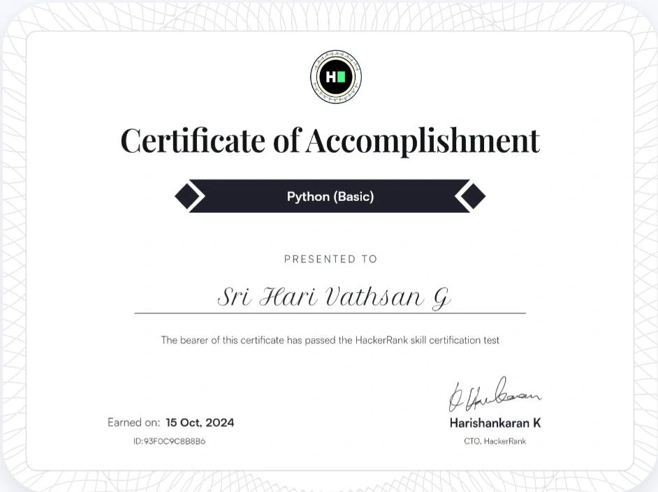 Sri hari Vathsan posted on LinkedIn Sri hari Vathsan posted on LinkedIn