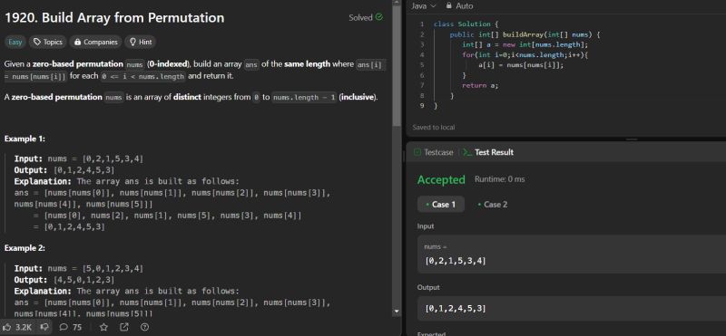 LeetCode Challenge: Build Array from Permutation | Kalimuthu C posted ... LeetCode Challenge: Build Array from Permutation | Kalimuthu C posted ...