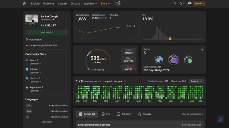Sanket Chugh on LinkedIn: #365daysofcode #leetcode #dsa #problemsolving Sanket Chugh on LinkedIn: #365daysofcode #leetcode #dsa #problemsolving