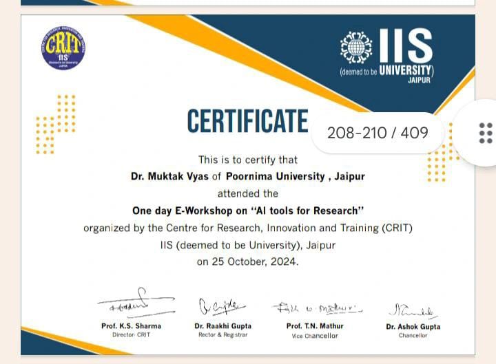 DR. MUKTAK VYAS on LinkedIn: Attended Workshop on AI tools for Research ... DR. MUKTAK VYAS on LinkedIn: Attended Workshop on AI tools for Research ...