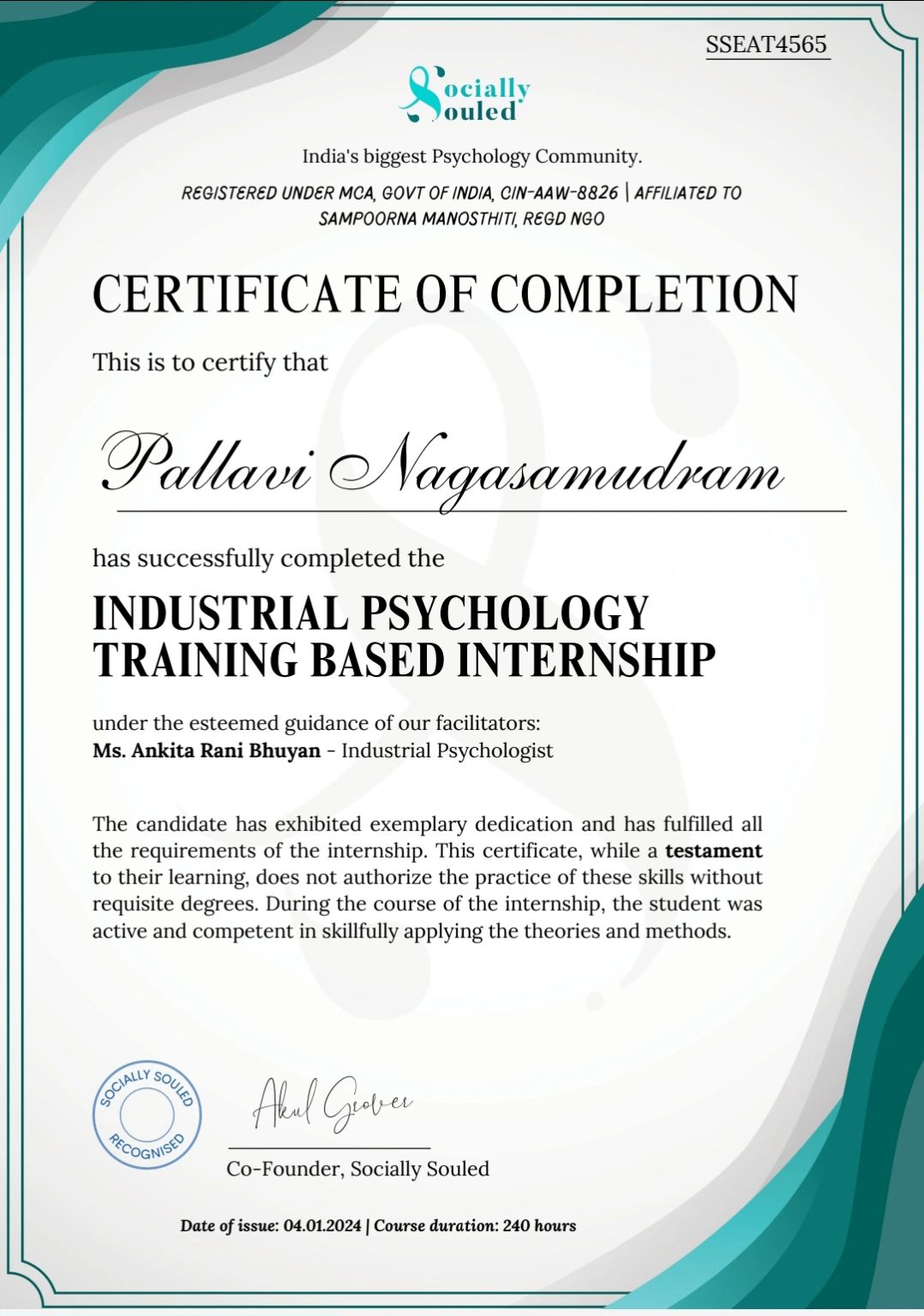 Pallavi Nagasamudram on LinkedIn: #iopsychologyinternship # ... Pallavi Nagasamudram on LinkedIn: #iopsychologyinternship # ...